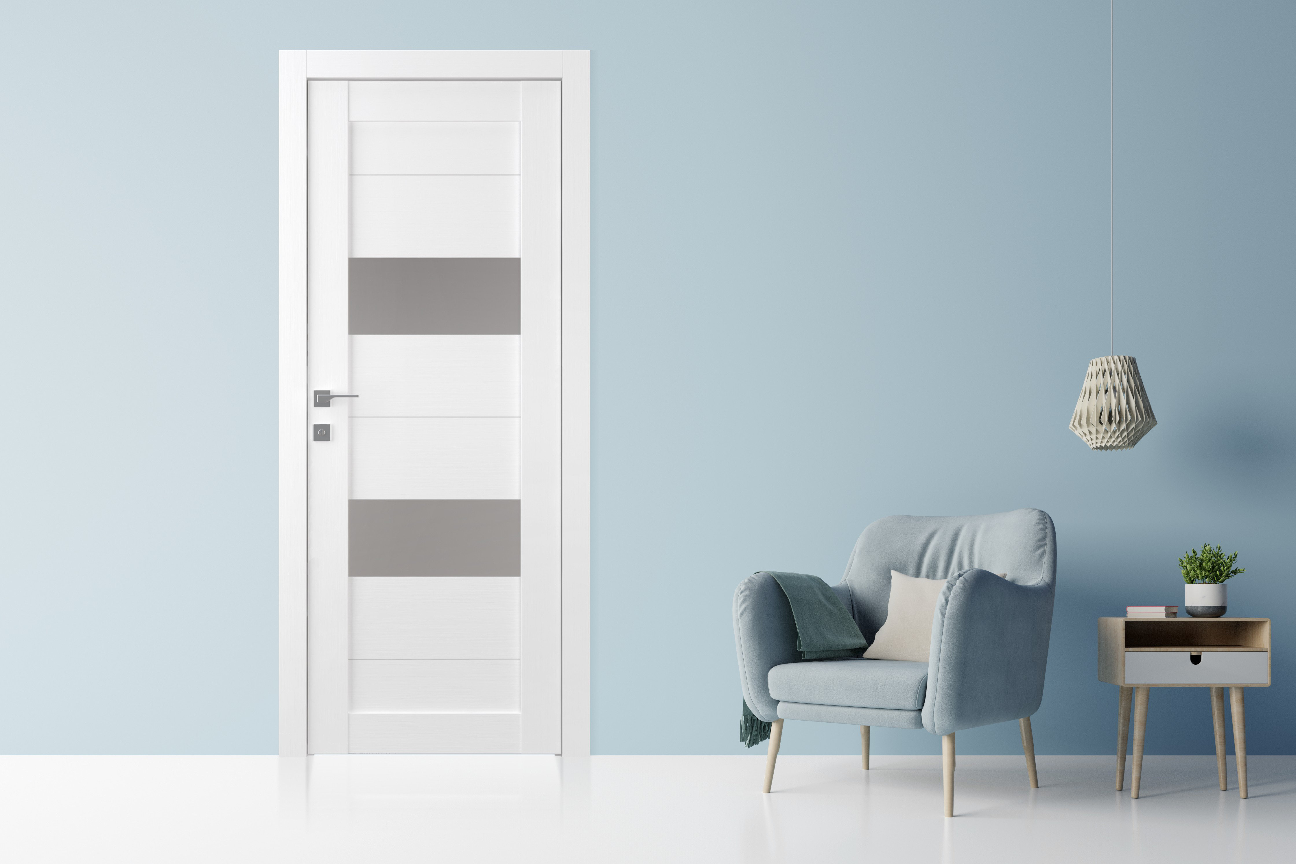 Belldinni Porte standard préfabriquée en bois manufacturé et en verre ...