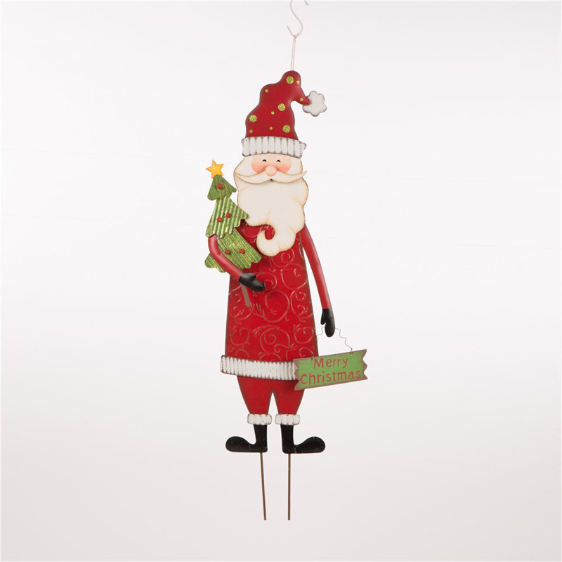 Glitzhome 36"H Metal Christmas Santa Yard Stake or Standing Decor or ...