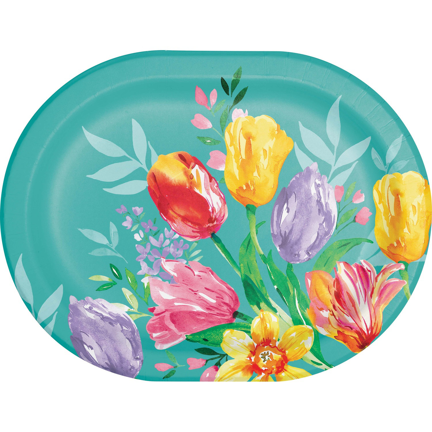 Creative Converting Beautiful Blooms Oval Paper Platters, 24 ct. | Wayfair