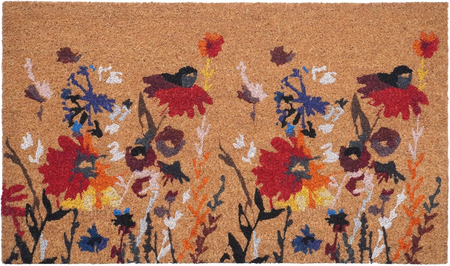 Lark Manor™ 36" Yellow Coir Floral Outdoor Door Mat | Wayfair