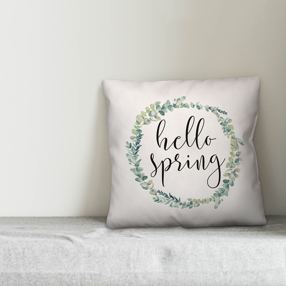 Designs Direct Creative Group Hello Hello Spring Wreath Throw Pillow ...