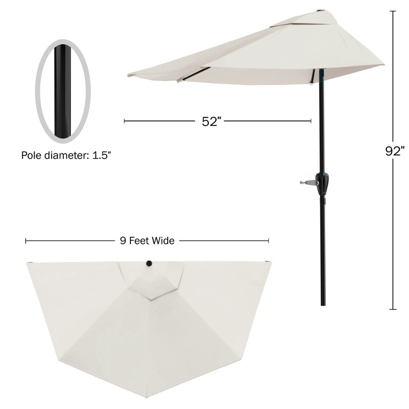 Arlmont & Co. 4.5 FT Patio Umbrella Half Umbrella | Wayfair
