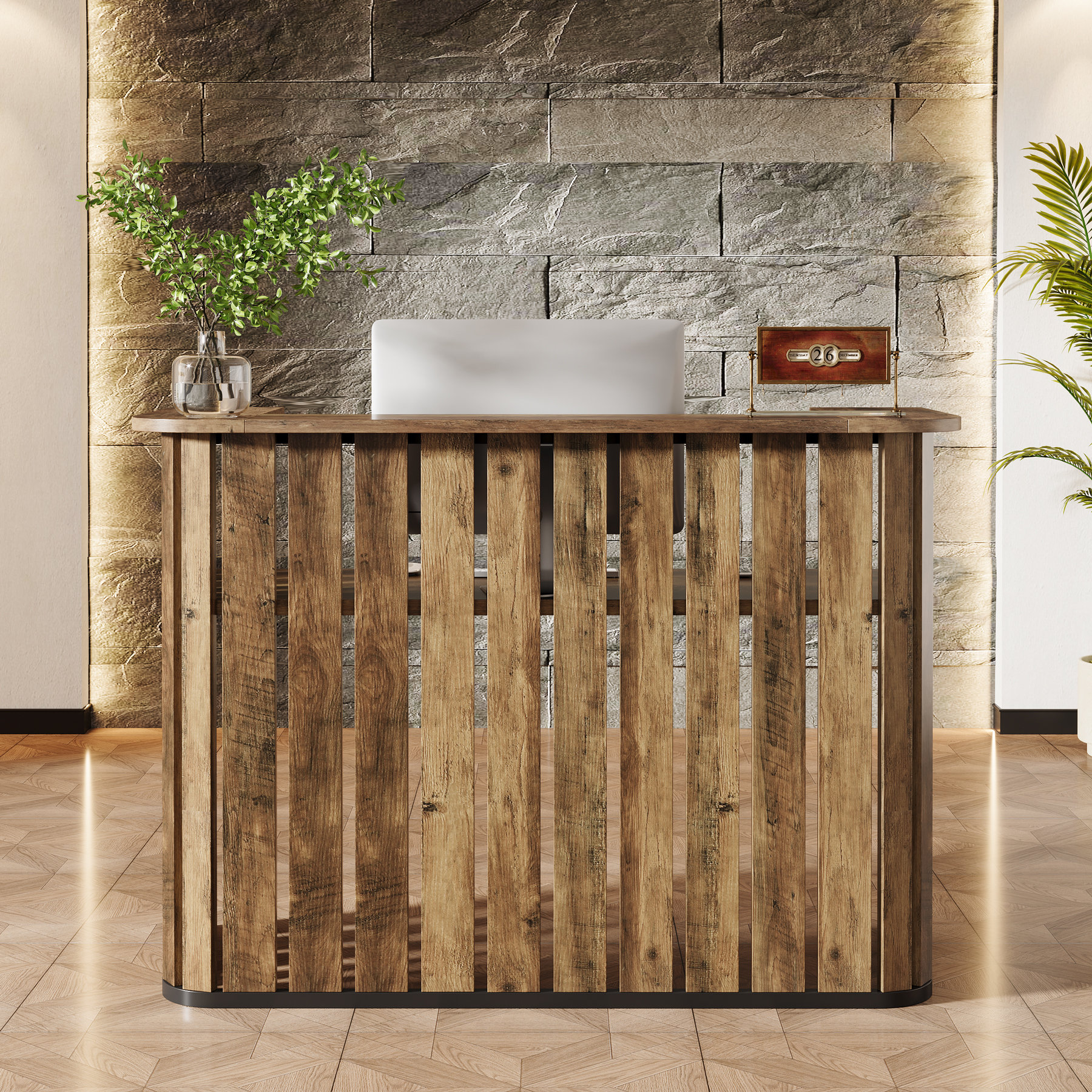 Millwood Pines 63-Inch Modern Reception Desk Checkout Counter Table for ...