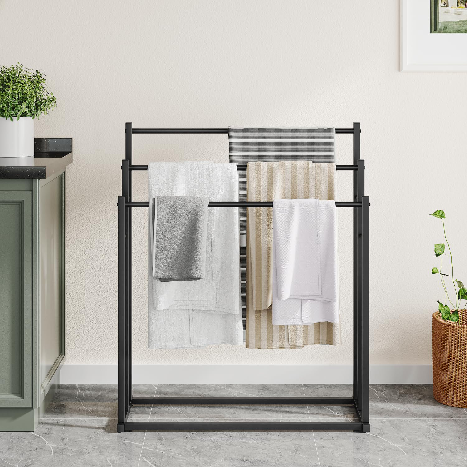 Zeki Shoggy Towel Racks For Bathroom, 3 Tier Wide Towel Drying Rack ...