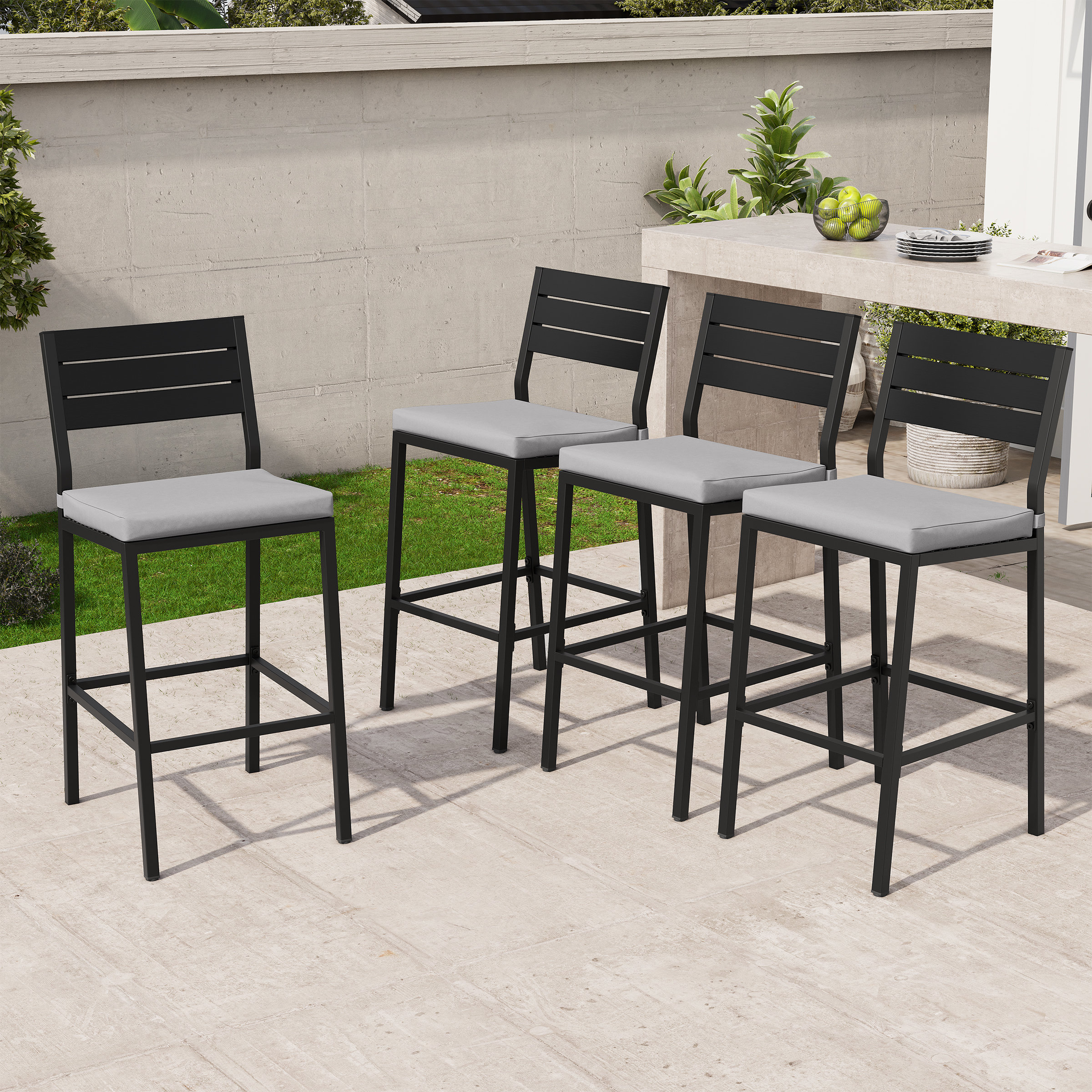 Latitude Run® Pershing Metal Outdoor 26.8'' Counter Stool with Cushion ...