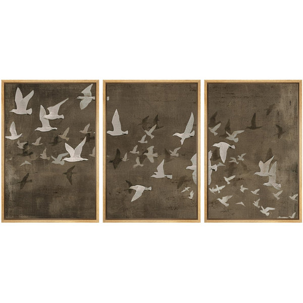 wall26 " Flock Of Abstract Birds In Flight Earthy Tones Illustrations ...