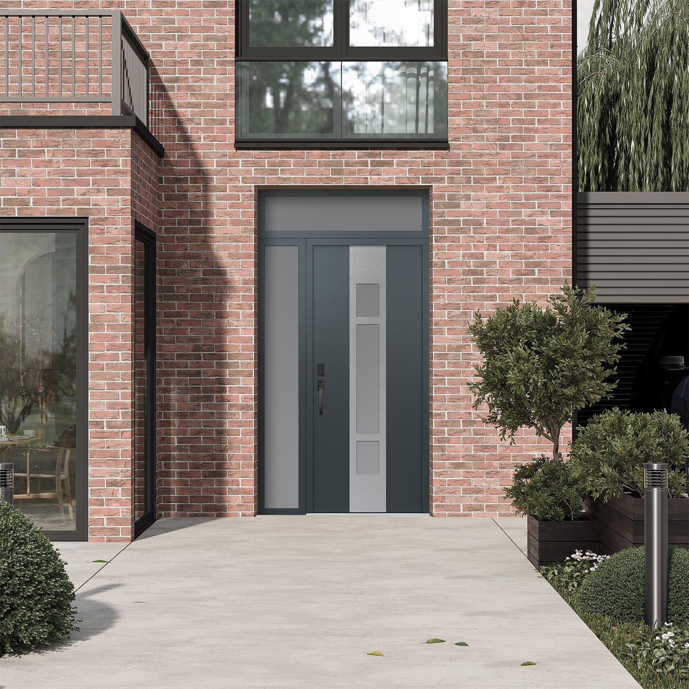 Belldinni Diamond A9 Right-Hand Panel Silver Steel Prehung Front Entry ...