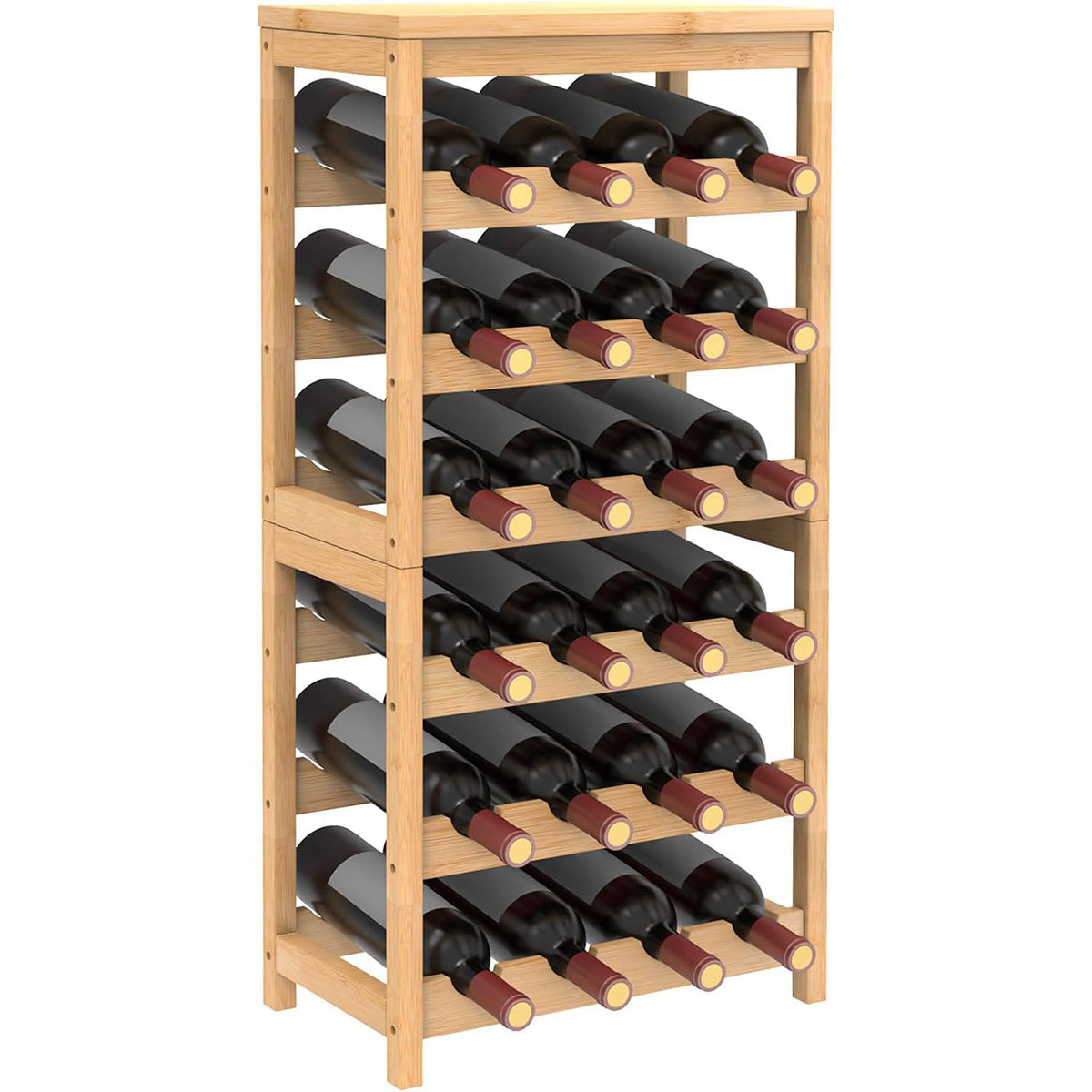Latitude Run® 24-Bottle Wine Rack Freestanding Floor, 6-Tier Bamboo ...