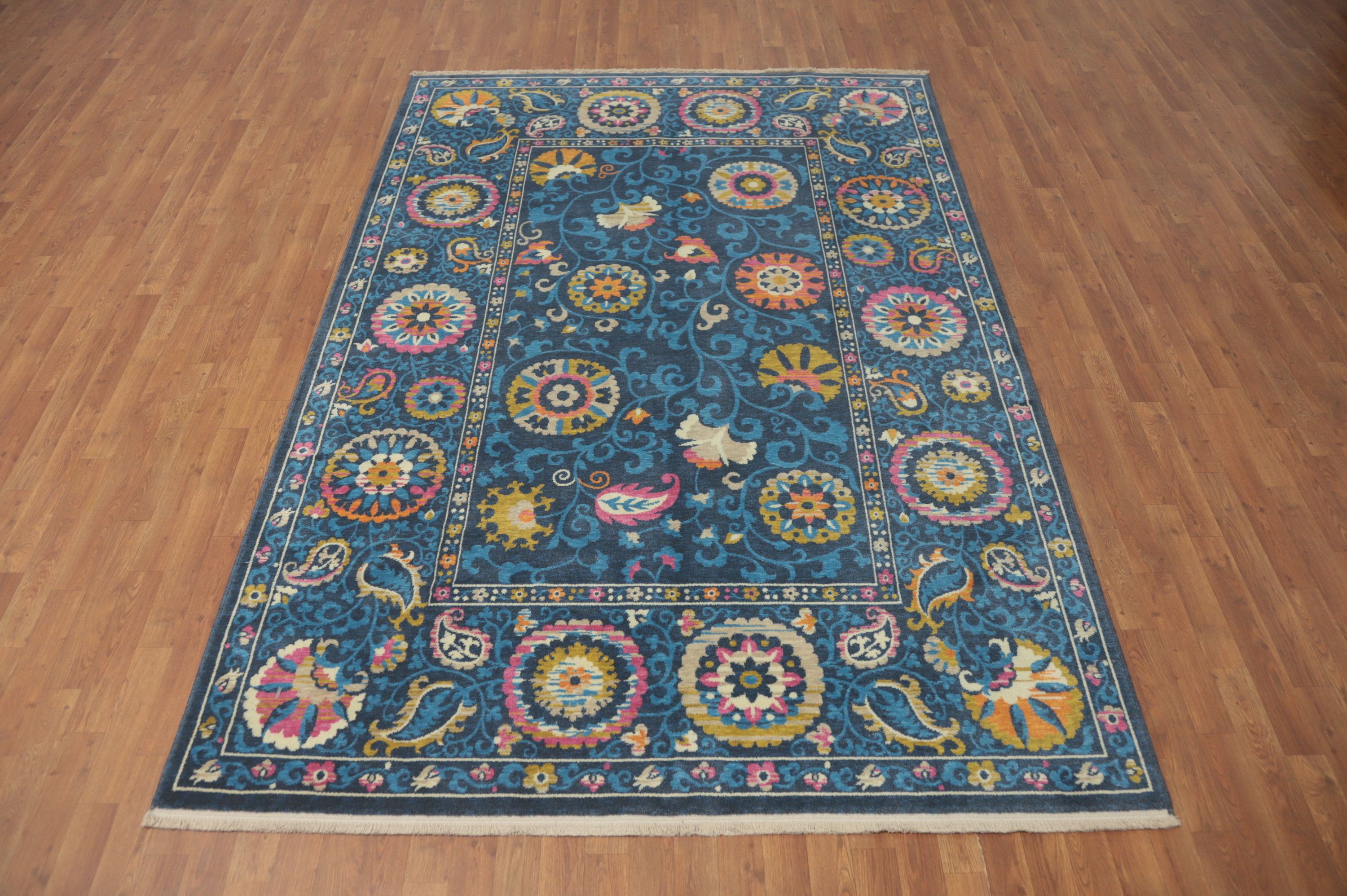 Bungalow Rose Blue Paisley Floral Gabbeh Style Area Rug 6x9 | Wayfair