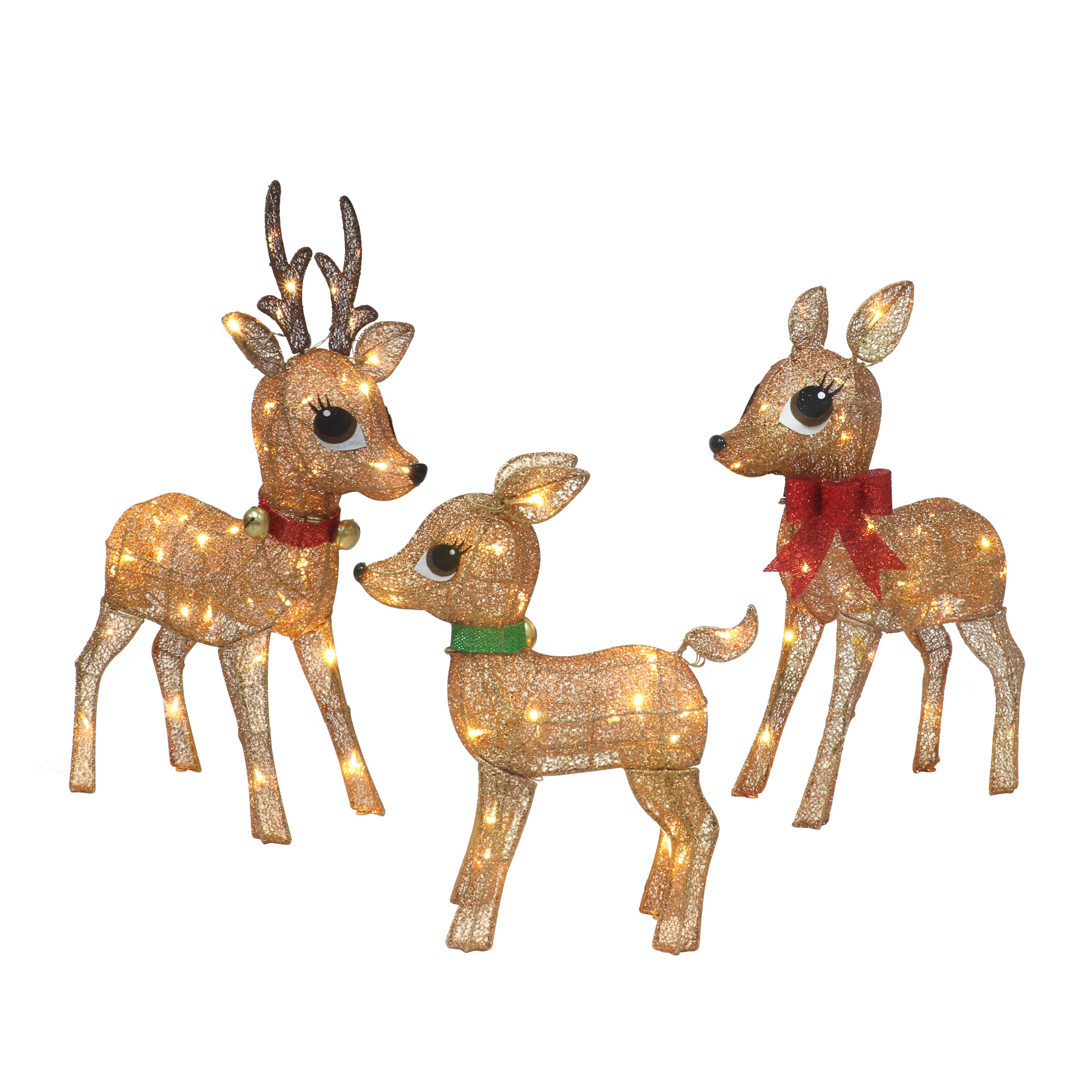 Red Barrel Studio® Set Of 3 Lighted Outdoor Wire Frame Deer & Reviews ...