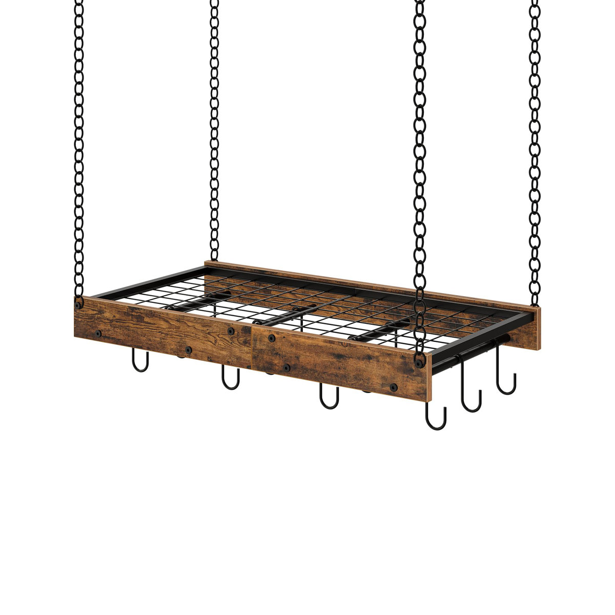 17 Stories Vintage Ceiling Mounted Pot Rack With 12 S-Hooks - Rustic ...