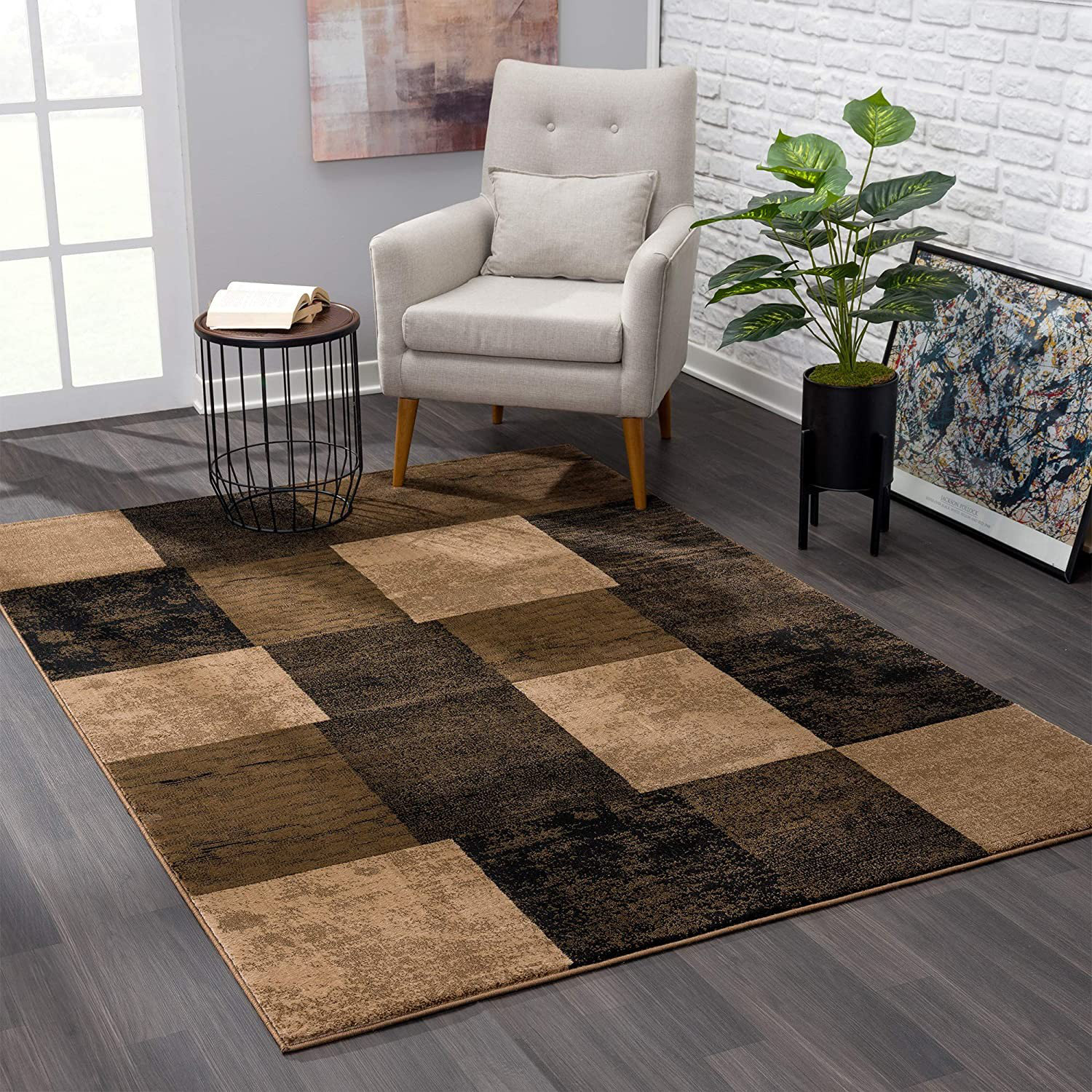 Ebern Designs Barrville Geometric Brown/Beige Area Rug & Reviews | Wayfair