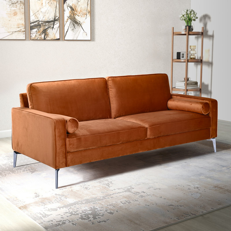 George Oliver Beverly Mid Century Modern 77" Wide Luxury Velvet Couch ...