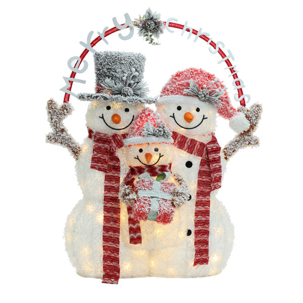 The Holiday Aisle® Merry Christmas Snowman Trio Holiday Decoration with ...
