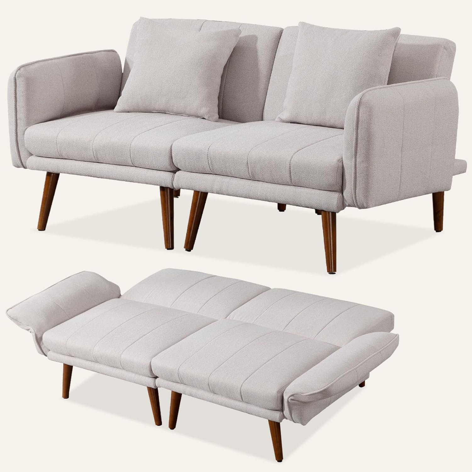 George Oliver 2 Pieces Upholstered Sectional Convertible Sofa, Futon ...