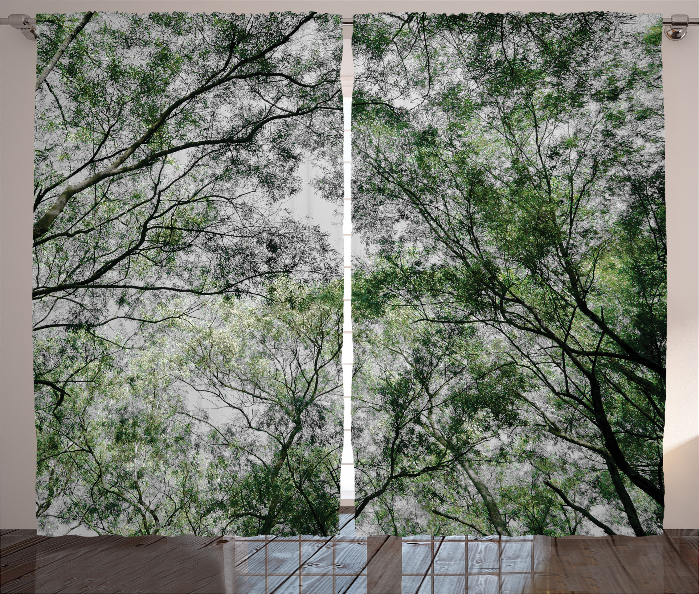 Ebern Designs Colan Tree Branch Semi-Sheer Rod Pocket Curtain Panels ...