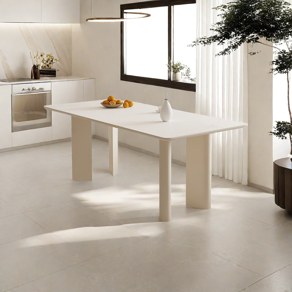 Beicang Home White Glossy Rock Board Dining Table - Wayfair Canada