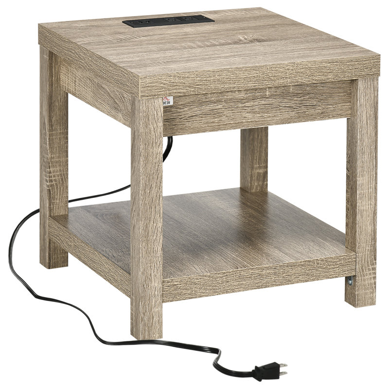 HomCom End Table with Storage and Built-In Outlets & Reviews | Wayfair