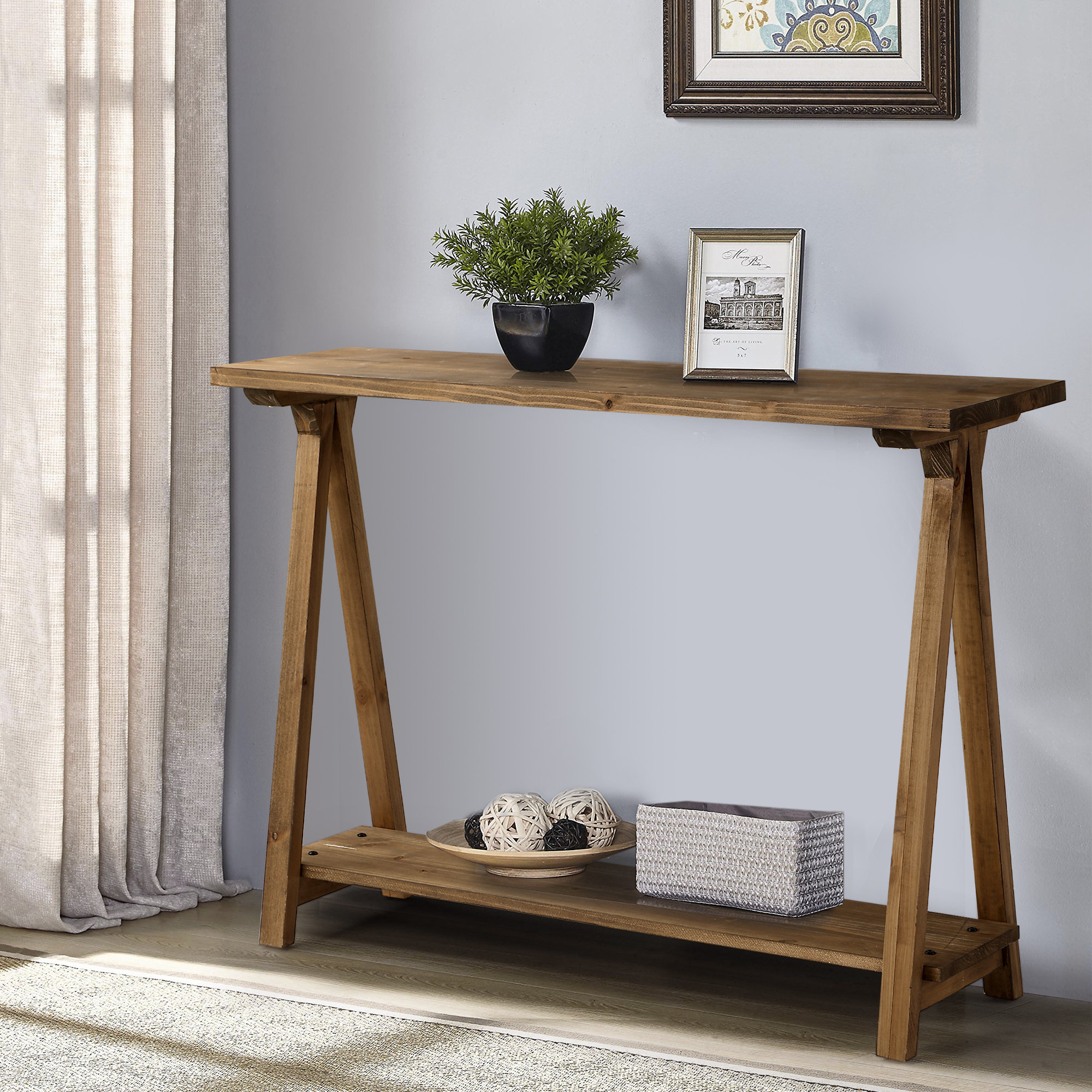 Millwood Pines Claridy 43"W Farmhouse Solid Wood Console Table ...