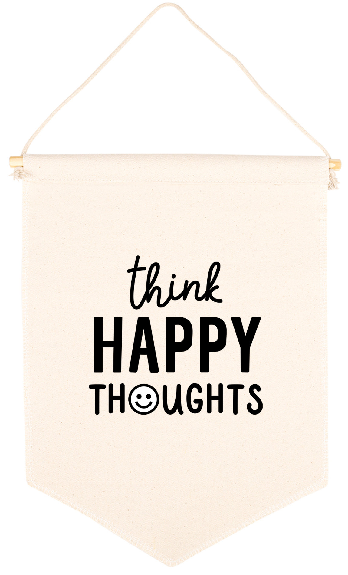 Zoomie Kids Hanging Wall Canvas Banner Think Happy Thoughts Canvas ...