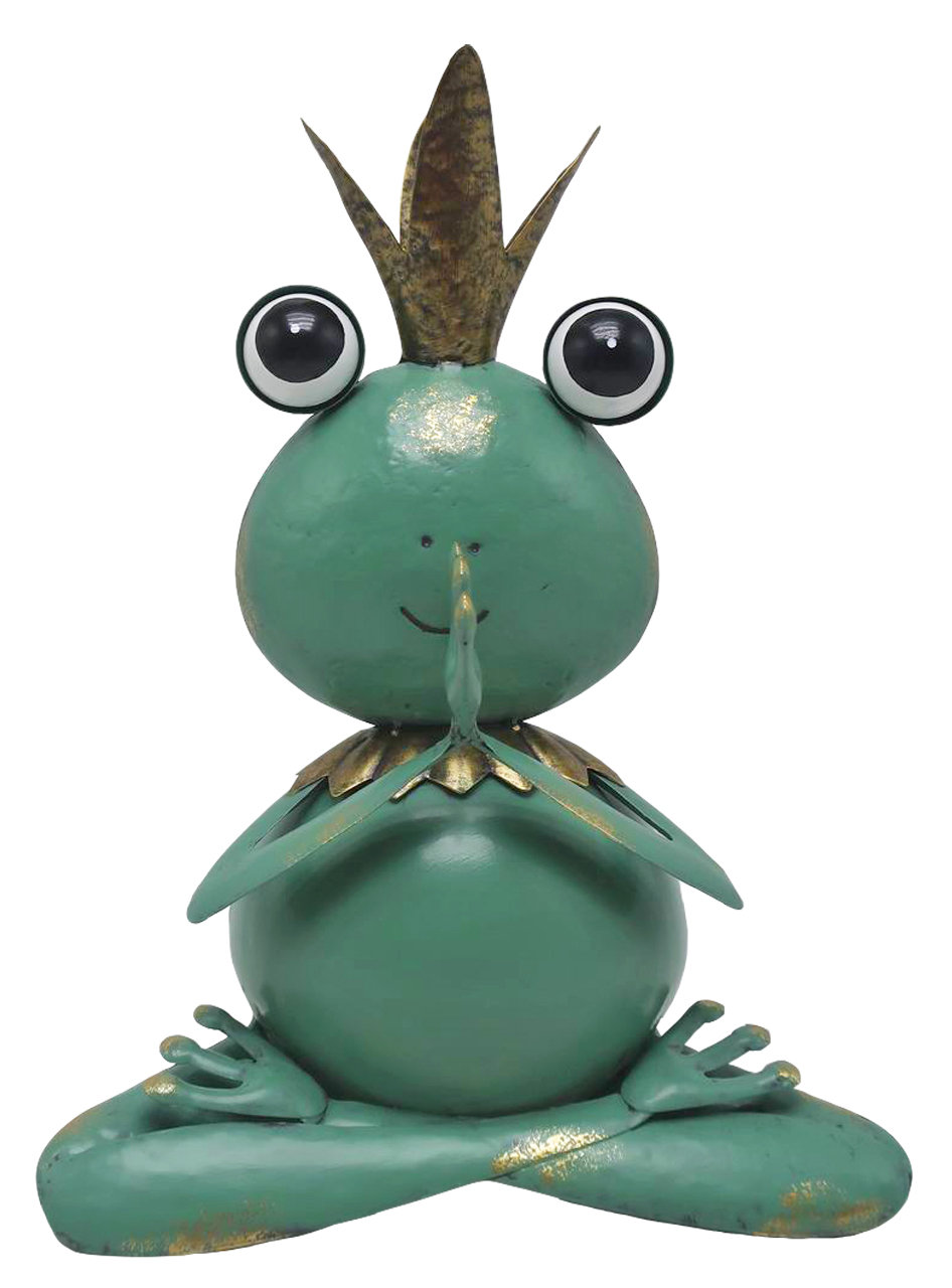 Continental Art Center Praying Frog Prince Metal Garden Statue Outdoor ...