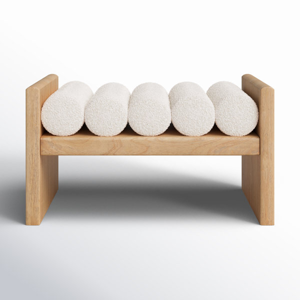 Latitude Run® Reeves Boucle Wood Bench & Reviews | AllModern