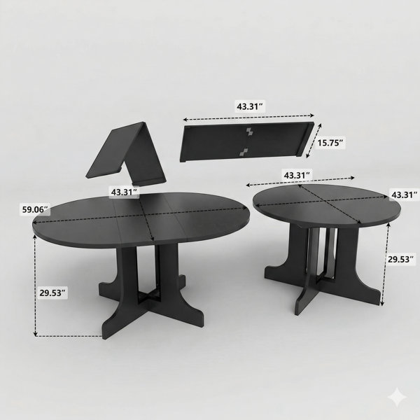 August Grove Expandable Oval Dining Table For Farmhouse Kitchen 59X43 ...