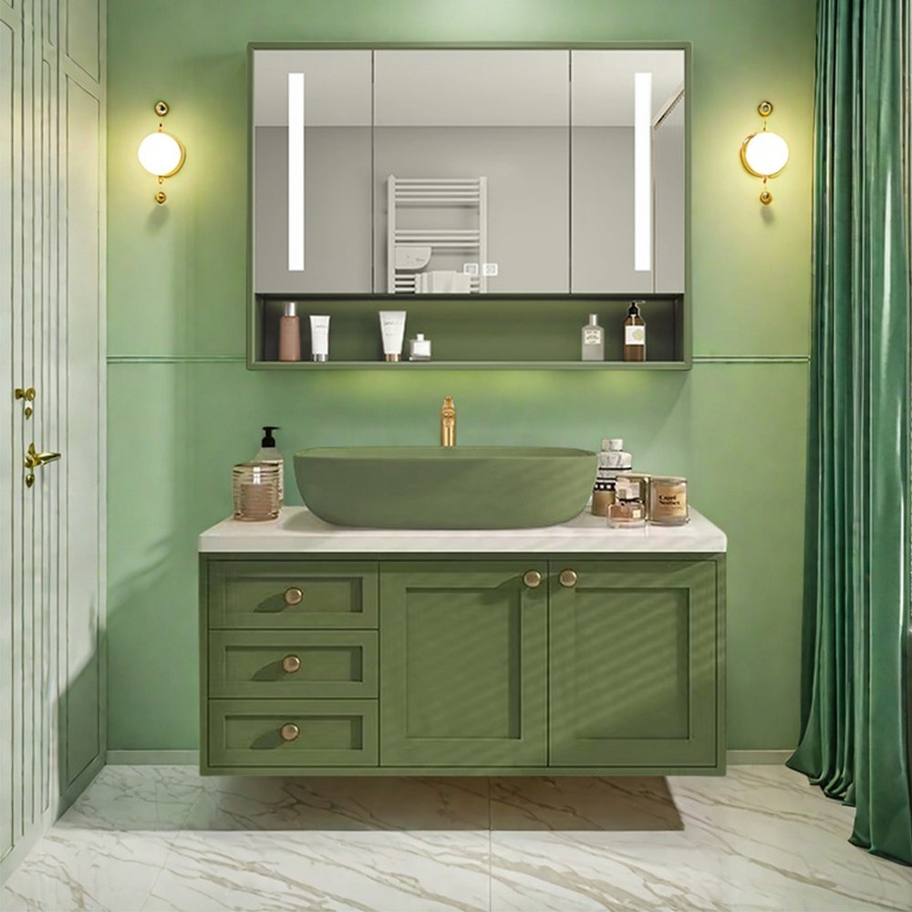 Backop Nordic style high-end green bathroom cabinet | Wayfair