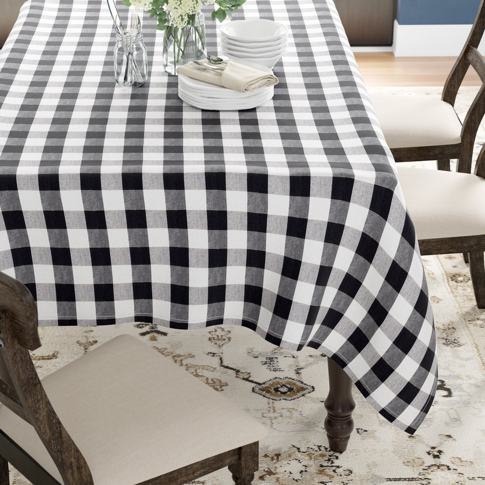 Gracie Oaks Wolsingham Gingham 100% Cotton Square Tablecloth & Reviews ...