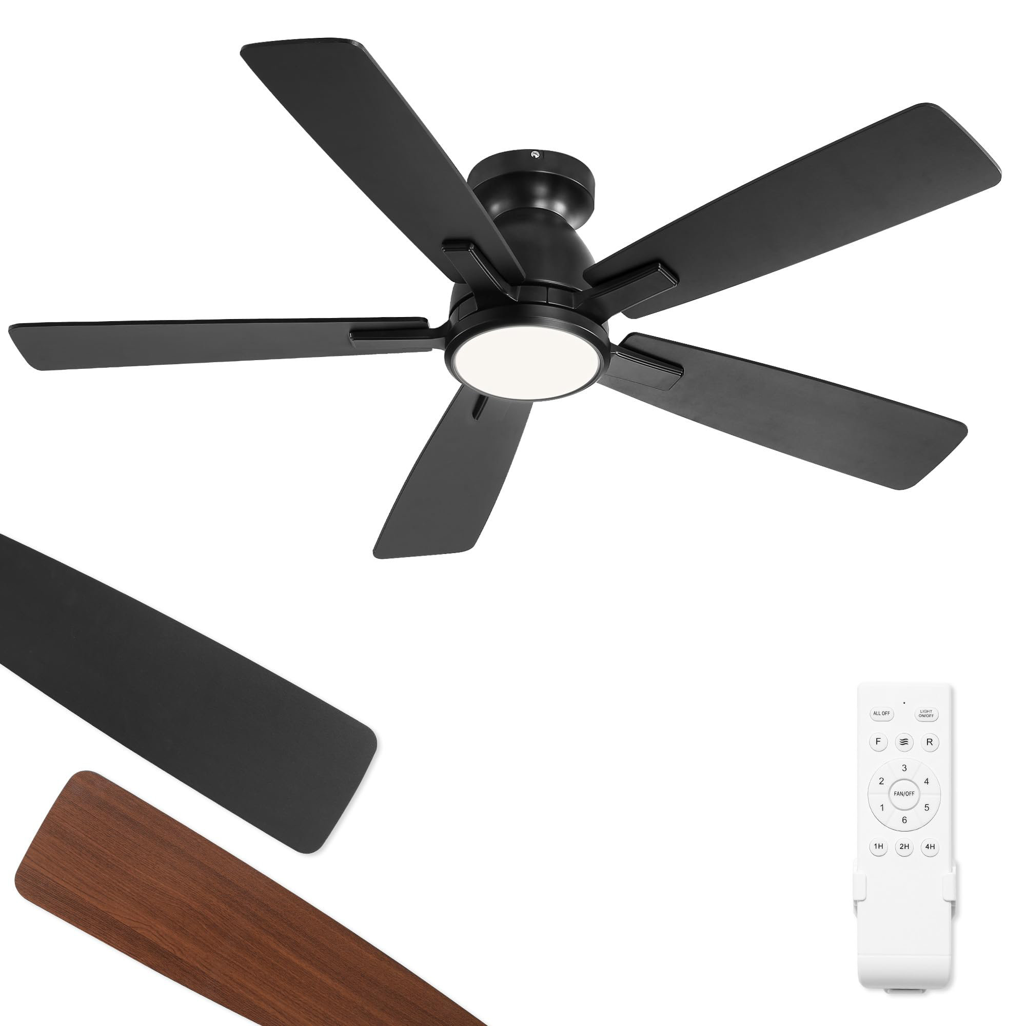 Latitude Run® 46 Inch Ceiling Fan With Light And Remote Control, Modern ...
