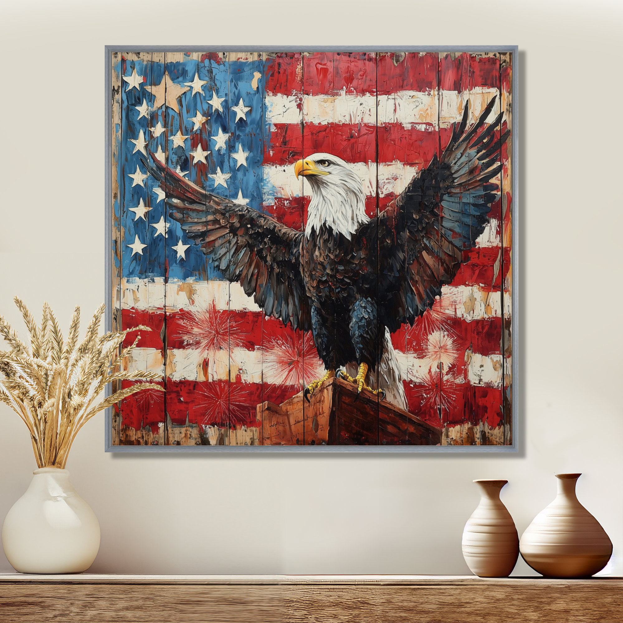 Millwood Pines Patriotism Eagle And Usa Flag Scenery III - Eagle Wall ...
