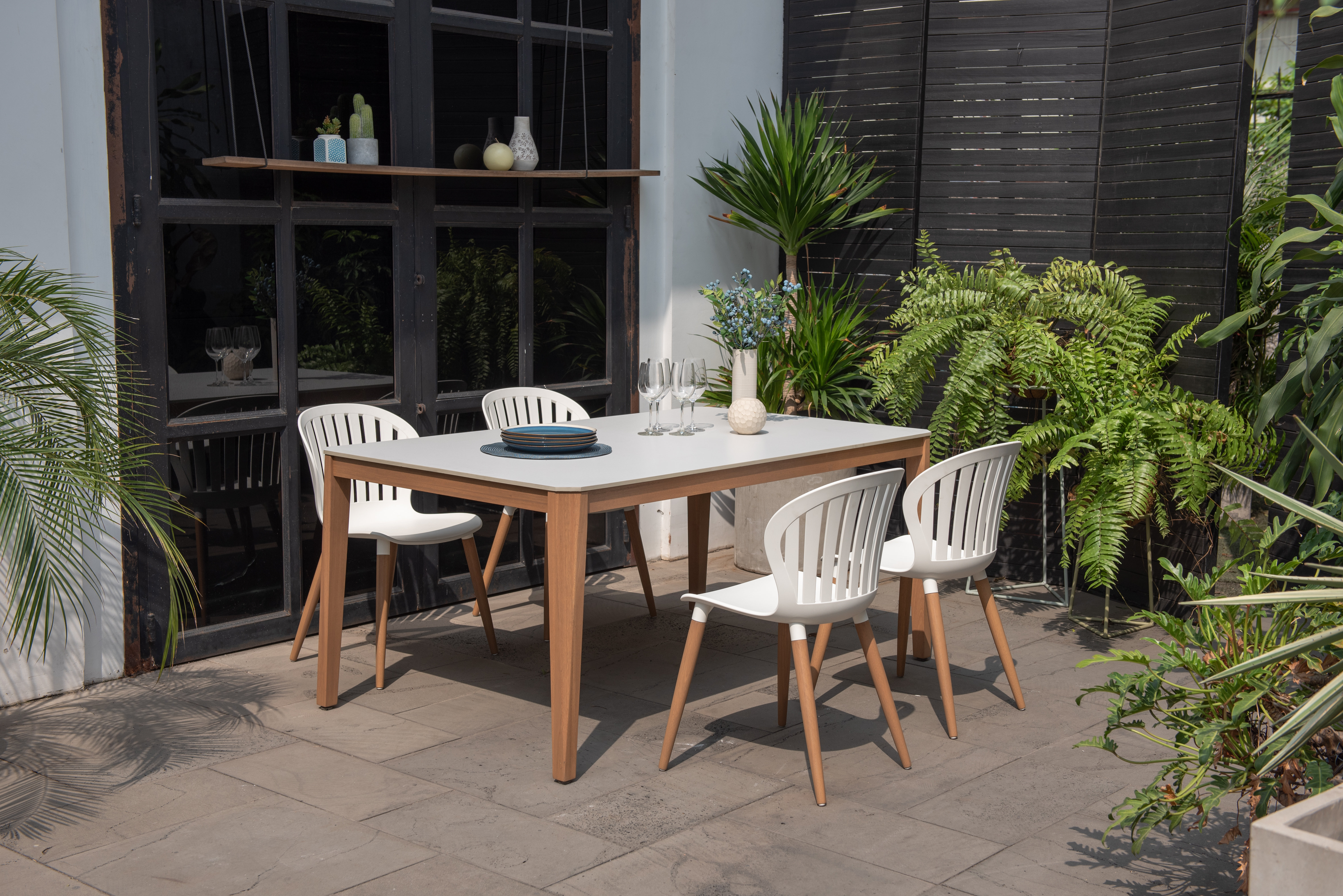 Wade Logan® Amazonia Outdoor Patio 5pc 100% FSC Certified Wood Dining ...