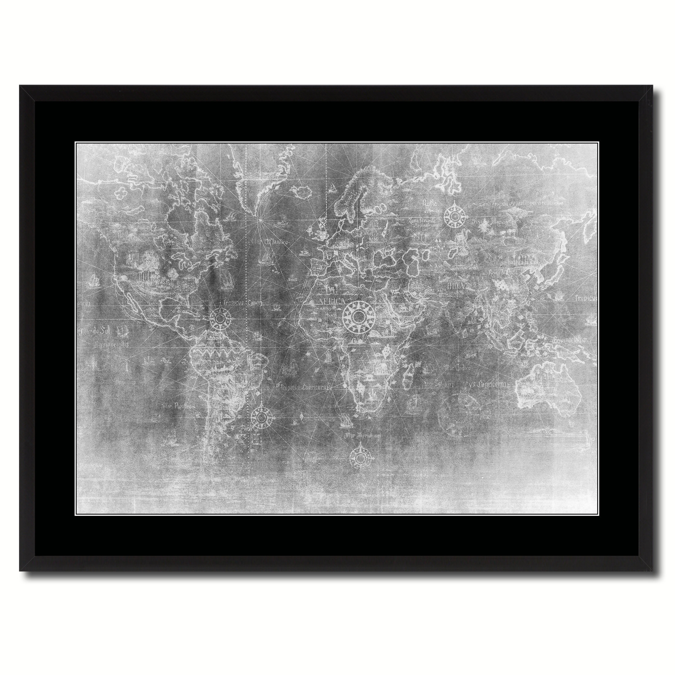 17 Stories " World Vintage Monochrome Map " | Wayfair
