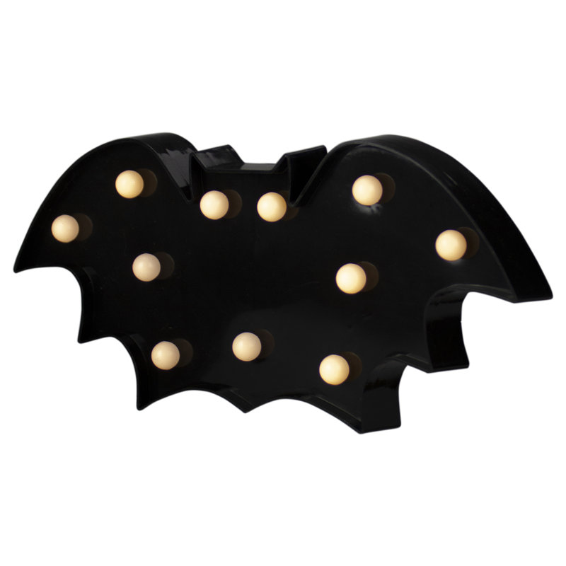 Northlight Seasonal 12" LED Lighted Black Bat Halloween Marquee Sign ...