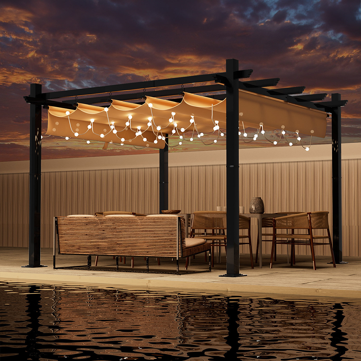 Aoxun Metal Pergola with Canopy | Wayfair