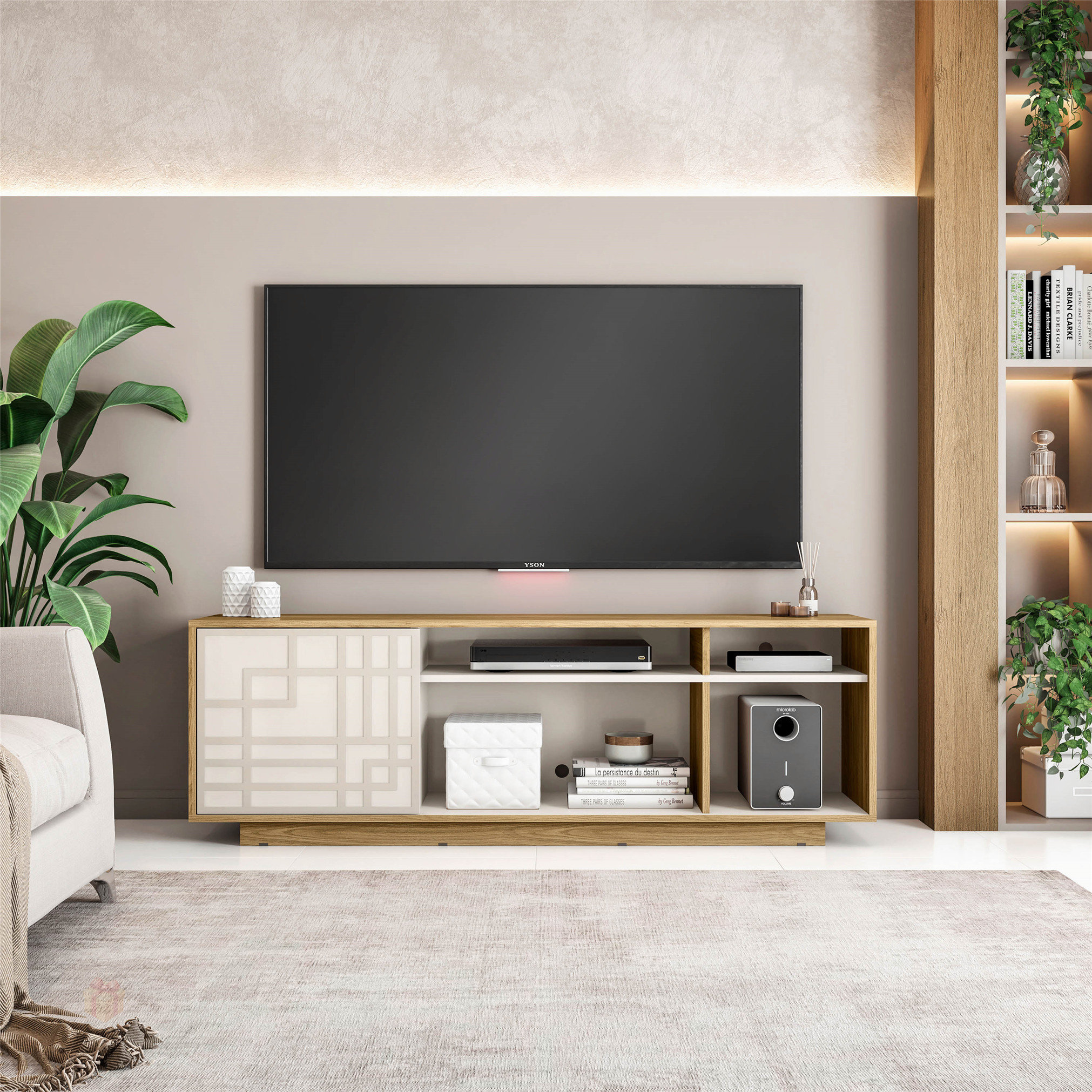 Latitude Run® Modern TV Stand with Concealed Storage, Stylish Design ...