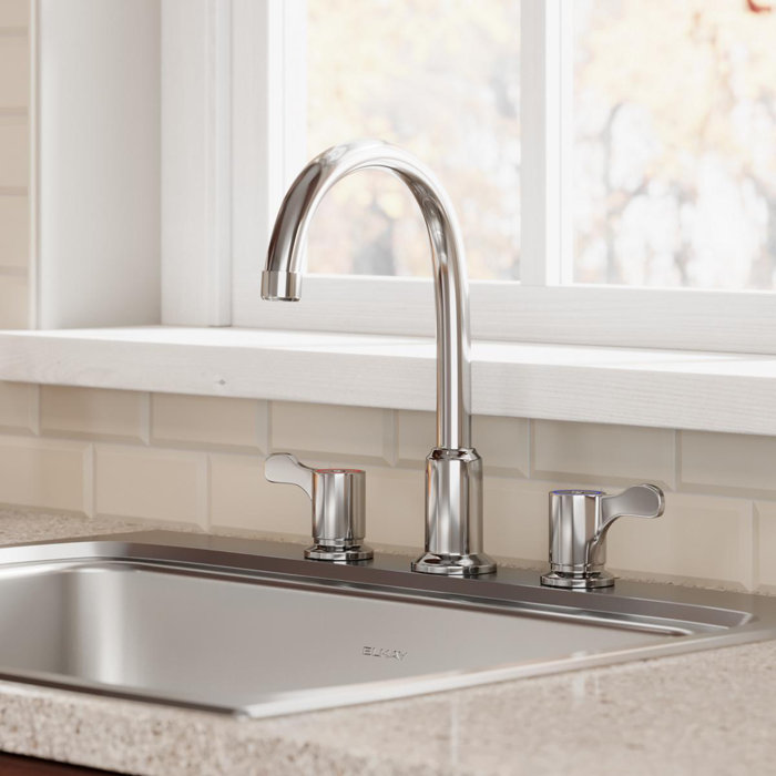 Elkay Pull Down Double Handle Kitchen Faucet With Deck Plate And ...