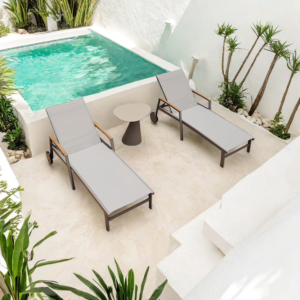 Elegance Furnishings Sunproof Outdoor Lounger With Wheels Outdoor ...