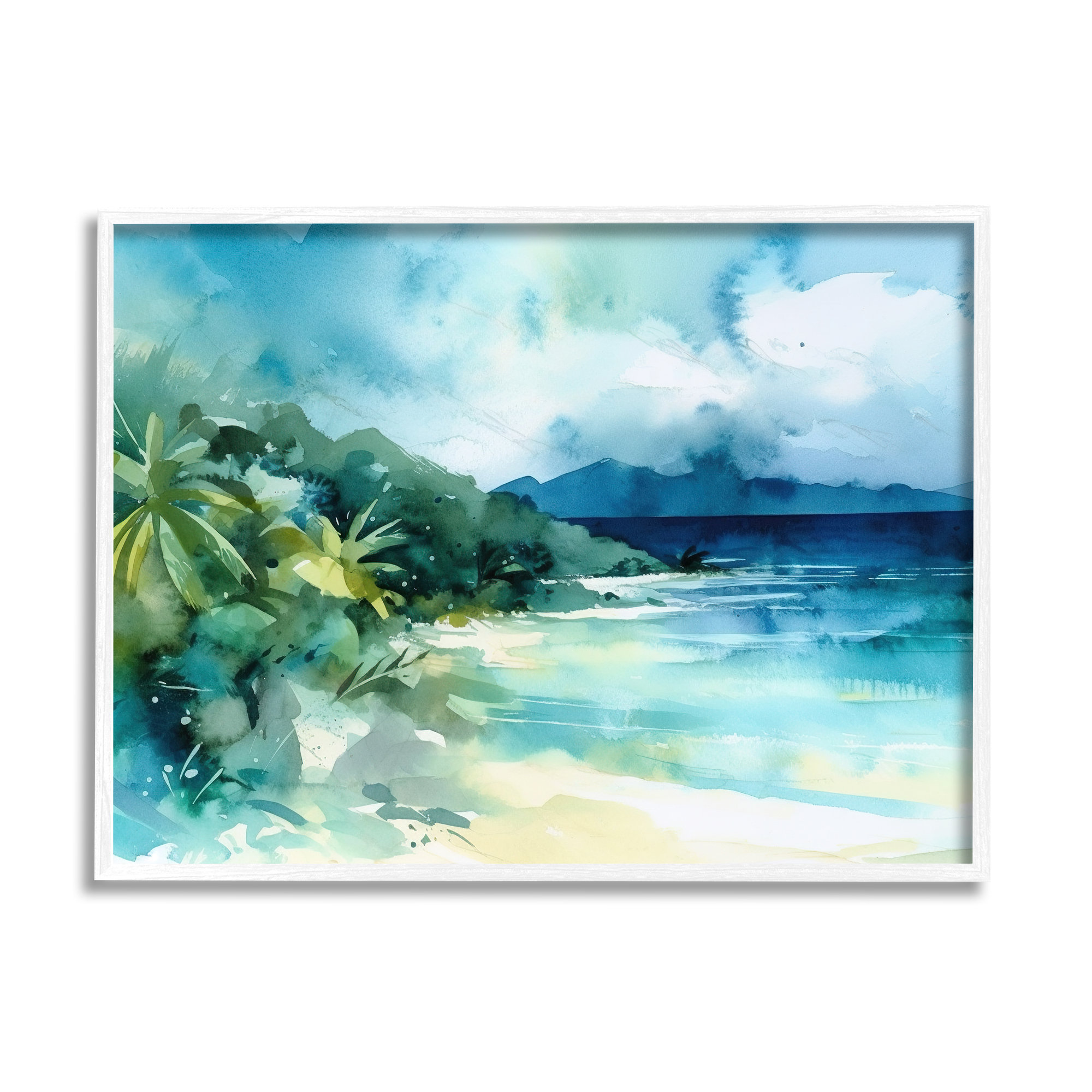 Stupell Industries Ba-007-Framed Abstract Tropical Landscape On Canvas ...