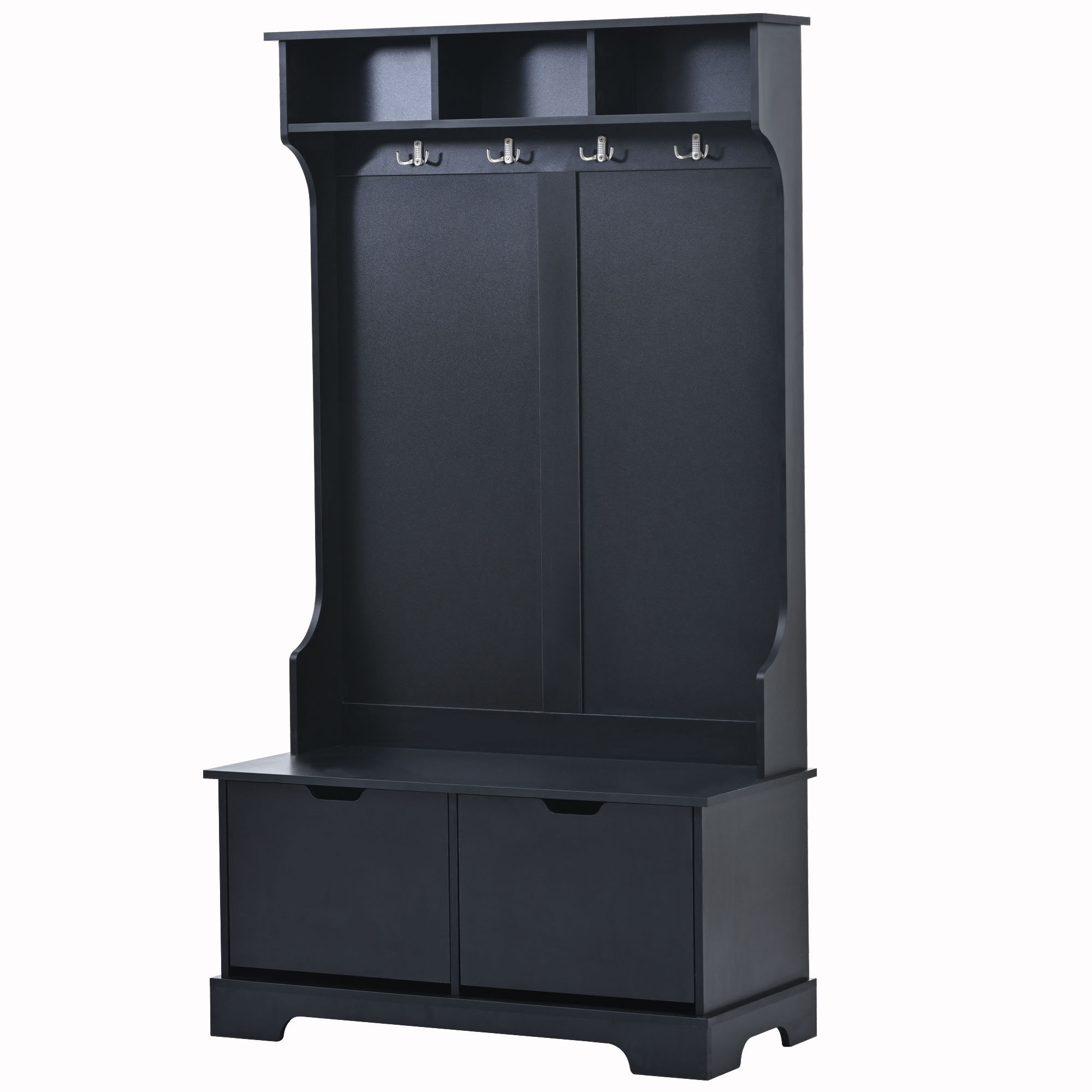 Red Barrel Studio® Mancini Hall Tree 39.3'' Wide with Bench and Shoe ...
