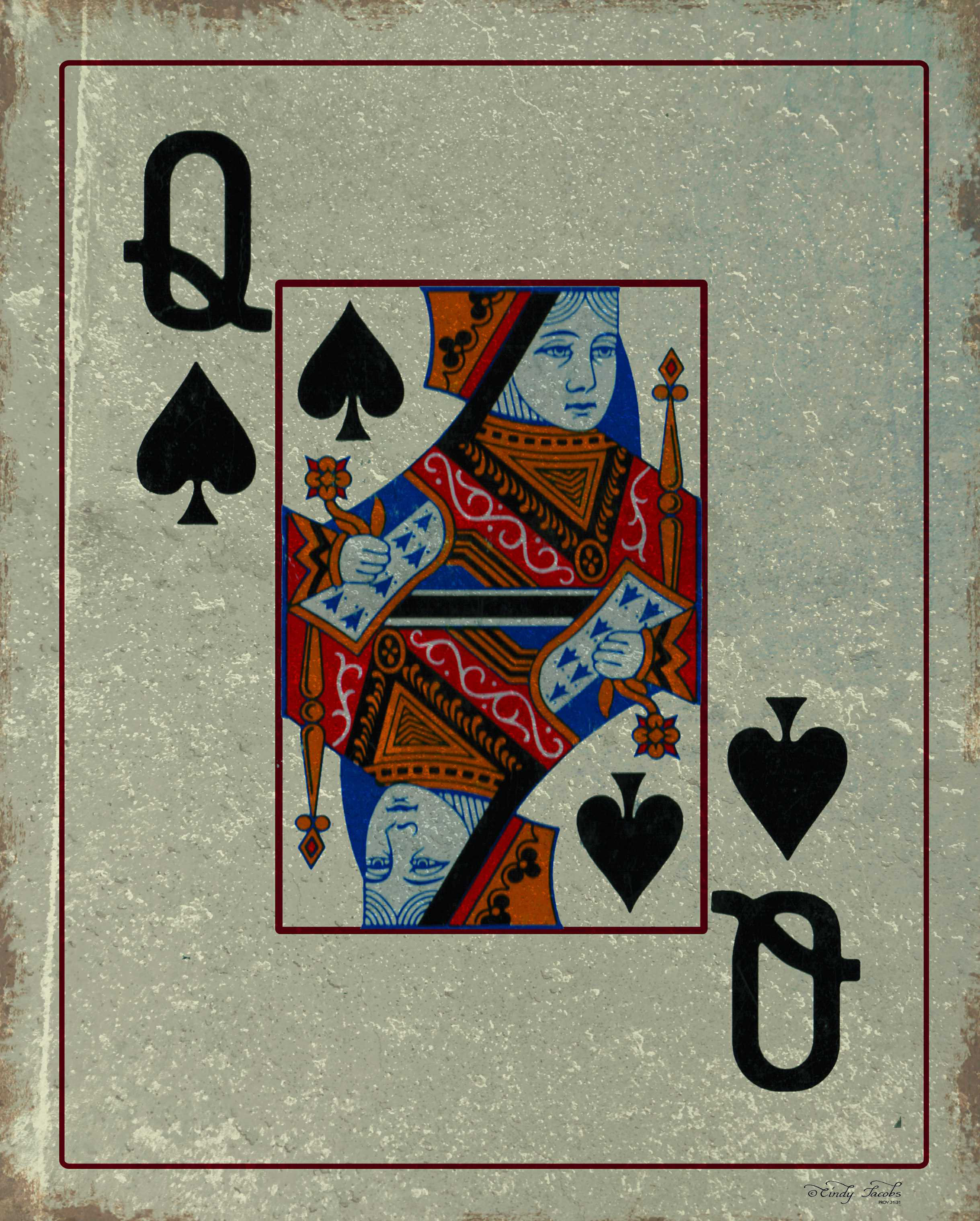 Wildon Home® Queen Of Spades On Canvas by Cindy Jacobs Print | Wayfair