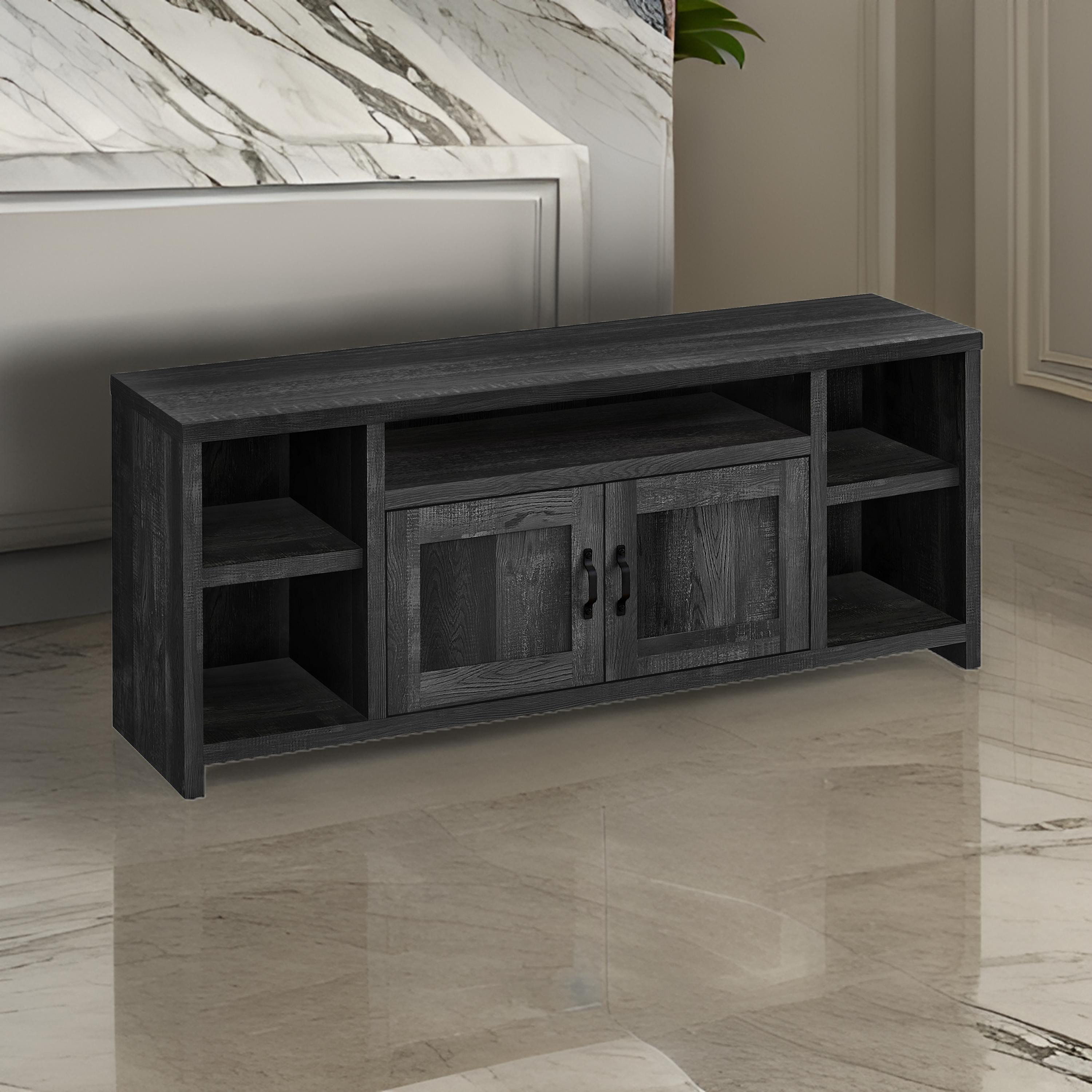Benjara Riz TV Entertainment Console, 60 Inch, 1 Cabinet, 5 Shelves ...