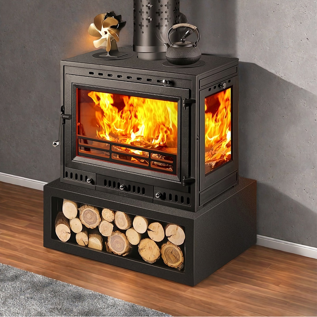 HomeZenLiving Fine Cast Iron Real Fire Room Wood Fireplaces - Wayfair ...
