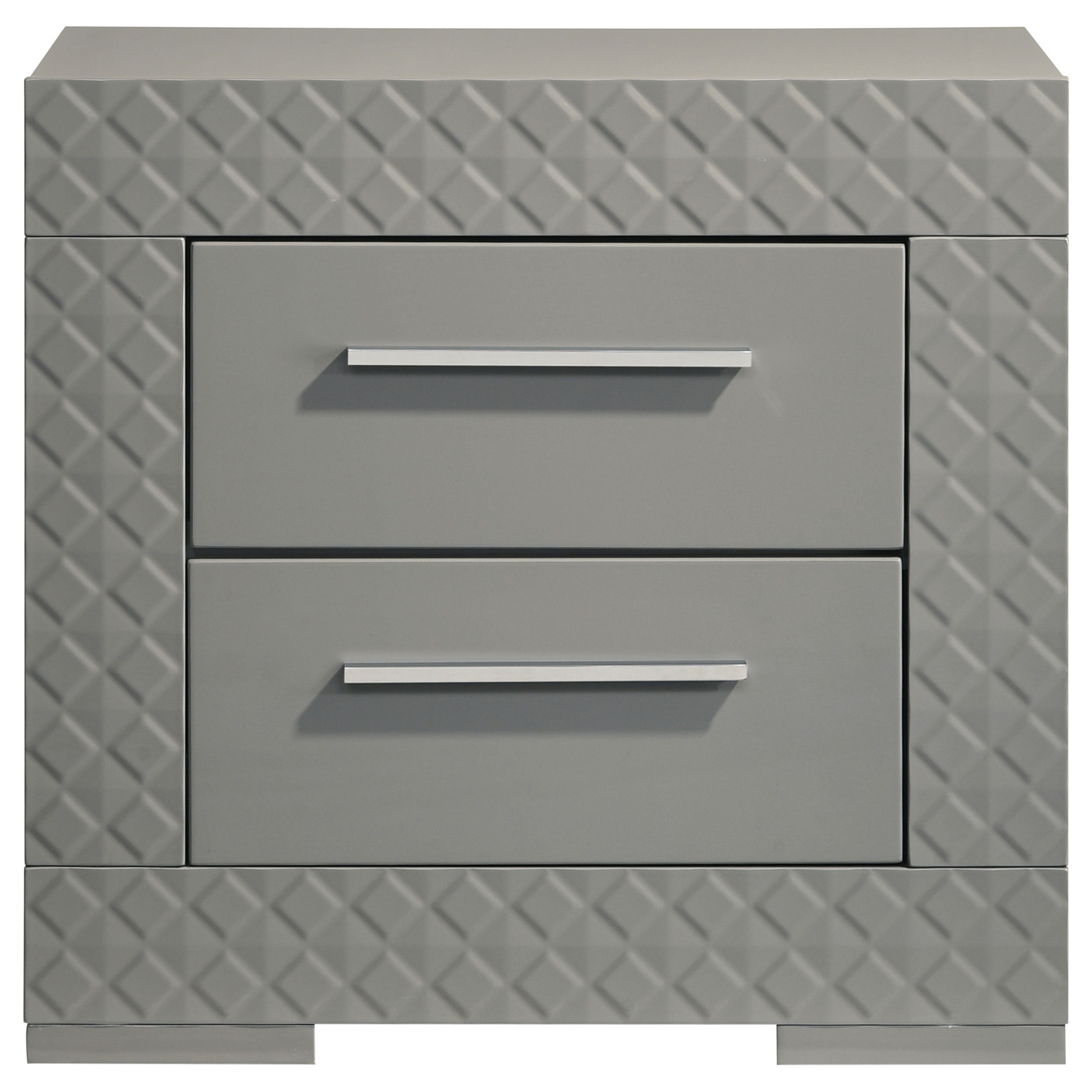 Latitude Run® Pierce Grey High Gloss 2-Drawer Nightstand Bedside Table ...