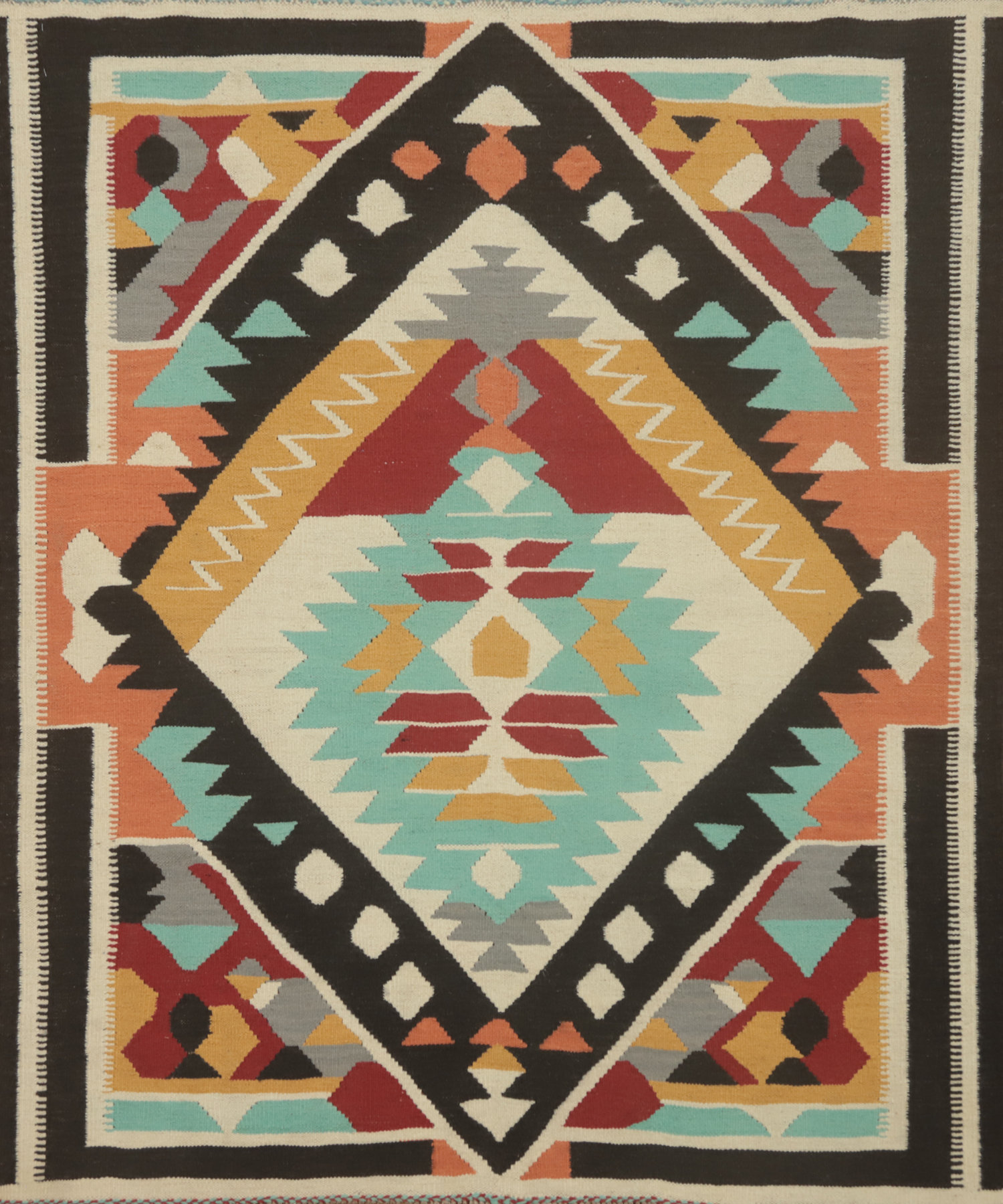 Dakota Fields Square Wool Geometric Kilim Oriental Rug 5x5 | Wayfair