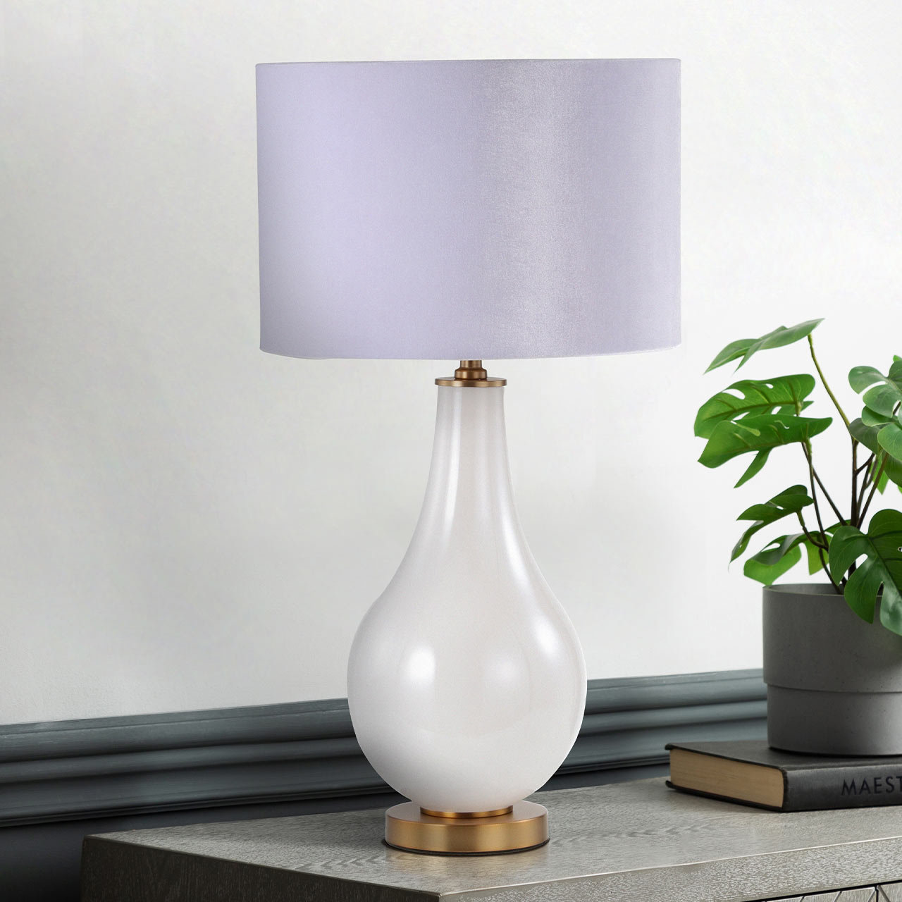Canora Grey Alvoid 70.5 cm Glass Base Table Lamp for Living Room ...
