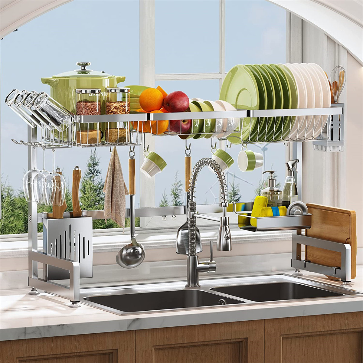 YITAHOME Stainless Steel 2 Tier Dish Rack | Wayfair