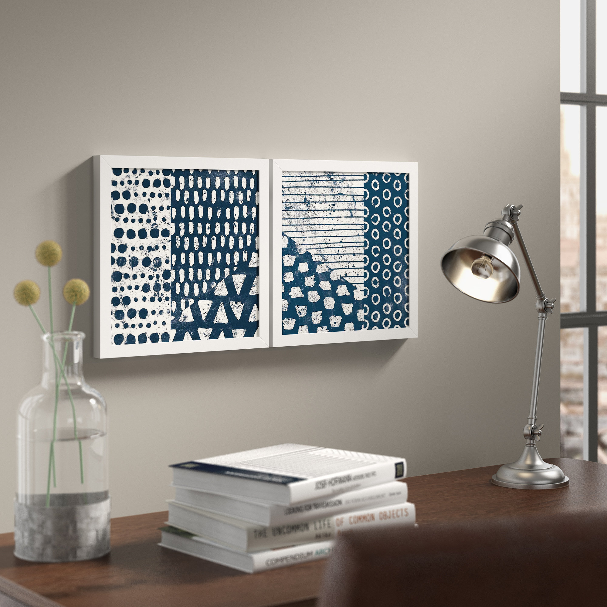 Williston Forge Mark Making Tile III - 2 Piece Picture Frame Print Set ...