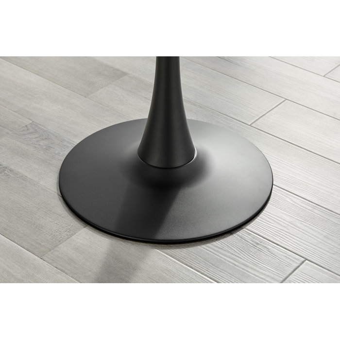 East Urban Home Elina White Marble Effect Melamine Round 80cm Dining ...