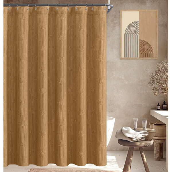 Latitude Run® Linen Shower Curtains For Bathroom Linen Blend Fabric ...